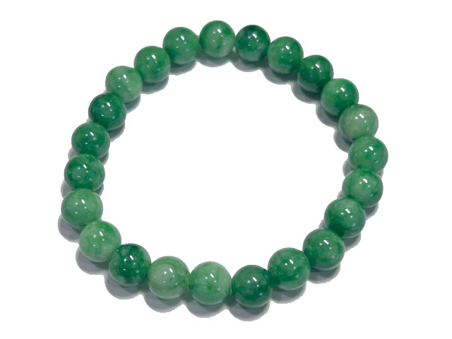 ＜商品説明＞一粒8mm 腕周り約15.5cmモンゴル産の翡翠です。天然素材ですので模様等個体差があります。商品画像はお使いのモニター設定、照明等により実際の商品と色味が異なる場合がございます。