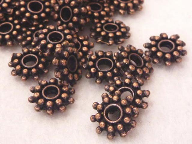 商品説明花形のスペーサーです。10mm〜14mmほどのビーズなどにおすすめです。コチラの商品はまとめ買いでとてもお得な【パック販売】もございます。サイズ・数量約10mm10個色ブロンズ(銅古美)注意　