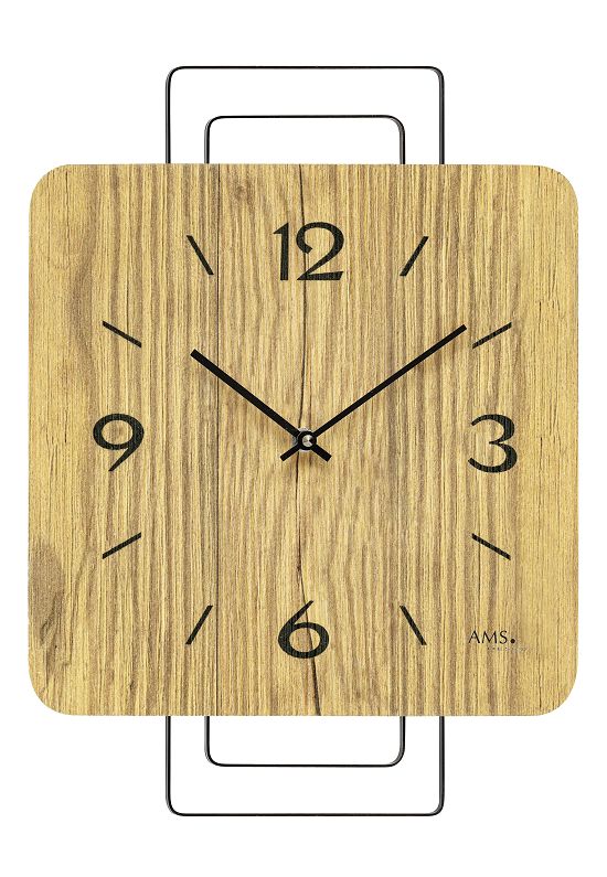 暖かみのあるウッディデザインの掛け時計です。　（ドイツAMS社製） 木製の文字盤と外にメタルフレーム、大きくて見やすいアラビア数字が魅力です。 お部屋を存在感を持って飾ってくれます。 ご自宅は勿論、ショップやレストランのディスプレイクロック...
