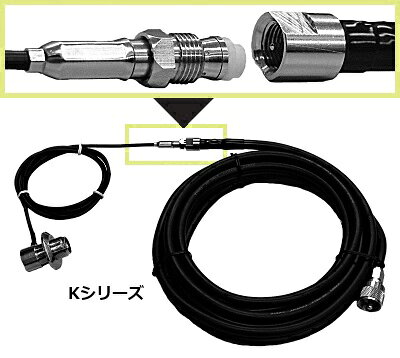 コメット製　Kシリーズケーブル　5K155M　●全長5m●アンテナ側 1.5D：1.5m / 無線機側 5D：3.5m　●脱着式●MJ-MP