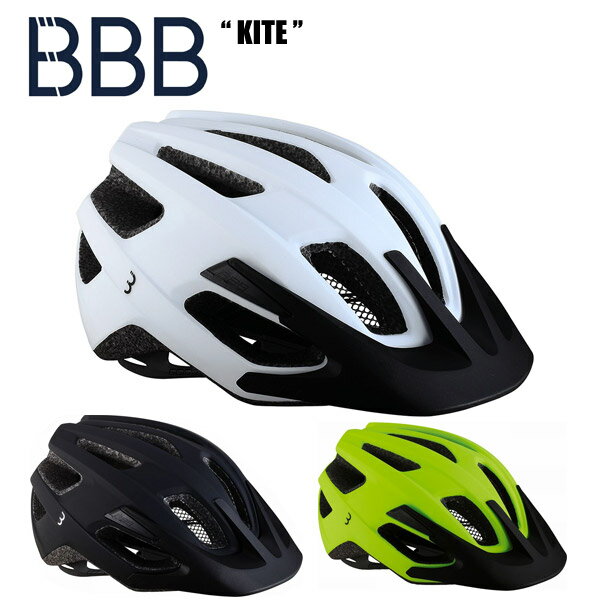BBB ビービービー カイト [BHE-29B] MTB ヘルメット 通気性の高いスポーツライディング用ヘルメット ●取り外し式バイザー付属でロード・MTB両対応。 ●前モデルより深い帽体で後頭部・こめかみをより確実に保護。 ●後頭部にリア...