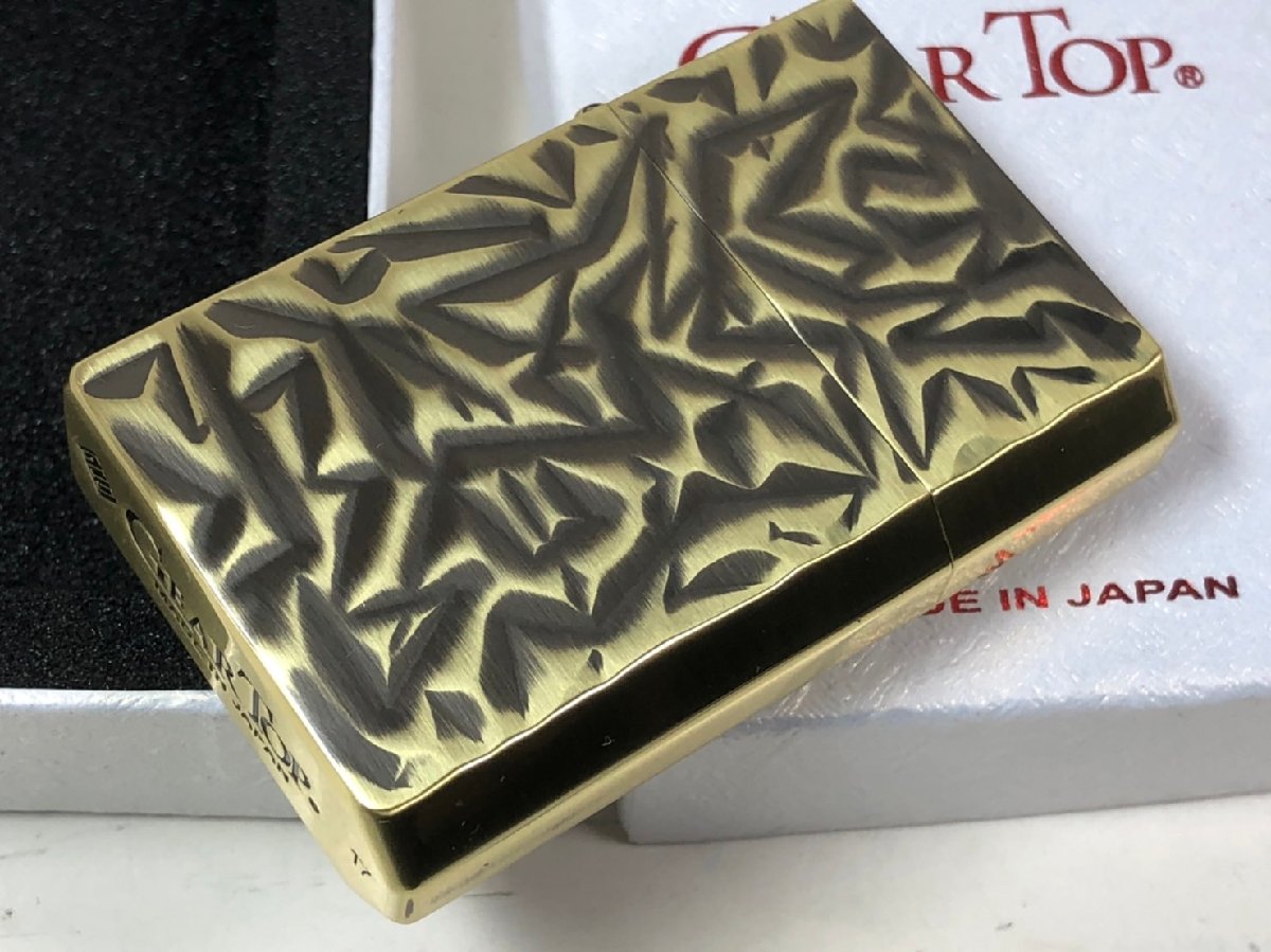 日本製　国産　Gear Top ギア・トップ　オイルライター（MADE IN JAPAN） ●Gear Top ギアートップ オイルライター ブラス・燻し仕上げ（真鍮燻し）クラッグ カット（両面加工）のお洒落な逸品です。 ☆オイル密閉アーム...