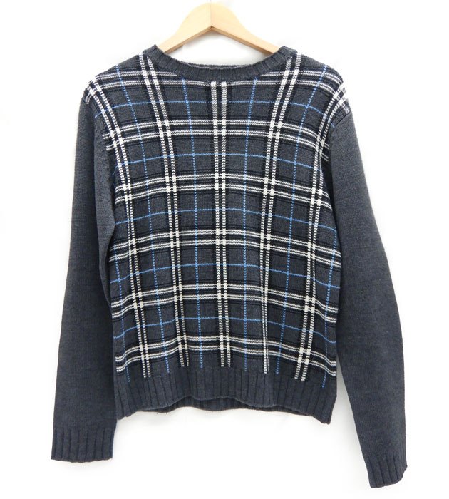 商品名 burberry black labele バーバリーブラックレーベル/チェック柄クールネックニット/グレー/メンズ/FB2879 管理番号 PDM5RAKVGAQO コンディション・サイズなど この商品の参考ランクは　中古AB N...