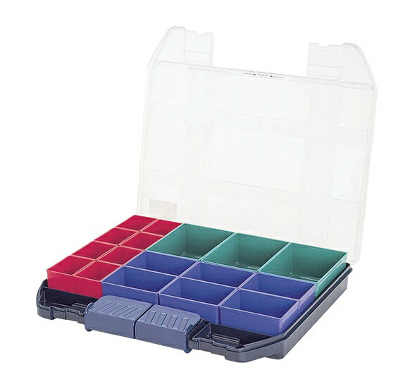 リングスター SP-4030-C/B ミスターパーツケース Mr.パーツケース サイズ：(L)424×(W)375×(H)72mm 色：(本体)ブルー・(ふた)クリア ボックス大3個・ボックス中6個・ボックス小8個付 積重ね可 パーツ専用 ...