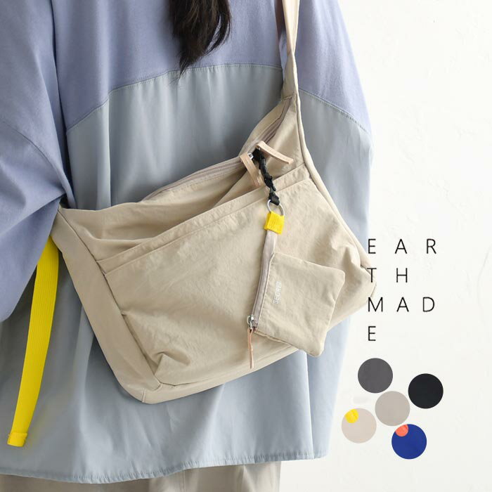 EARTH MADE 7ポケット ナイロン ショルダーバッグ ミニポーチ付き 斜め掛け 軽い 軽量／ カジュアル ナチュラル 鞄 かばん アースメイド 大人可愛い 雑貨 エコロコ レディース sel, z+／ 春 夏 秋 冬 e7376 7...