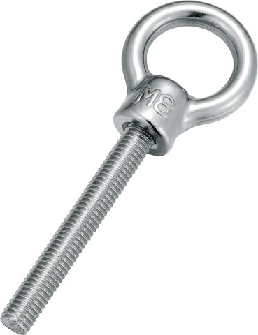 コメント ロングアイボルトN型です。メーカー：浅野金属工業品名：ロングアイボルトN型サイズ(mm):8d(mm):6L1(mm):39L2(mm):60D(mm):20ねじ径(mm):M8重量(g):55使用荷重(kg):80