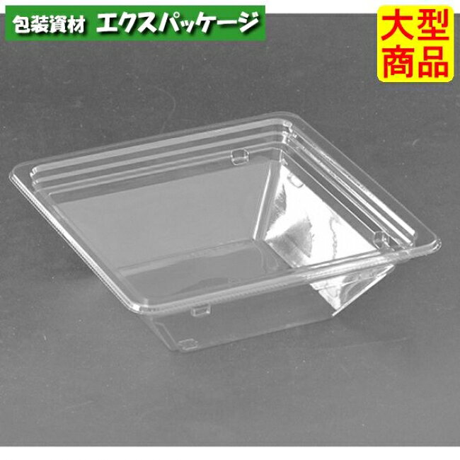 サイズ:147×147×45mm容量:530(首下容量350)材質:バイオPET入数:600(50×12袋)　商品説明素材:バイオPET耐熱性:60℃耐寒性:△耐油性:〇保温性:×特徴:透明・一部植物由来備考:日配・サラダ・フルーツ・冷し麺...