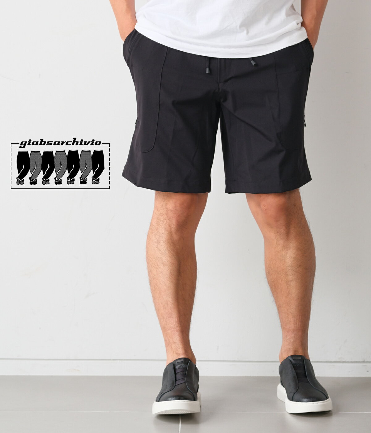 フロントの大胆なファスナーポケットが特徴的なショートパンツ。腰ポケットが区切られて片側で3つ付いたエイトポケットショーツ。丈が長すぎず、男らしさとスポーティーな軽快感を感じられます。Tシャツとのコーディネートだけでなく、シャツジャケットやブ...