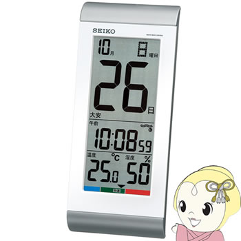 ■　SEIKO　■◆　主な特長　◆電波修正機能（40kHz/60kHz自動選局・受信OFF機能つき）2099年までのフルオートカレンダー機能日めくり機能快適度表示（8段階）六曜表示高精度温度・湿度表示12時間制／24時間制切替式掛置兼用置用...