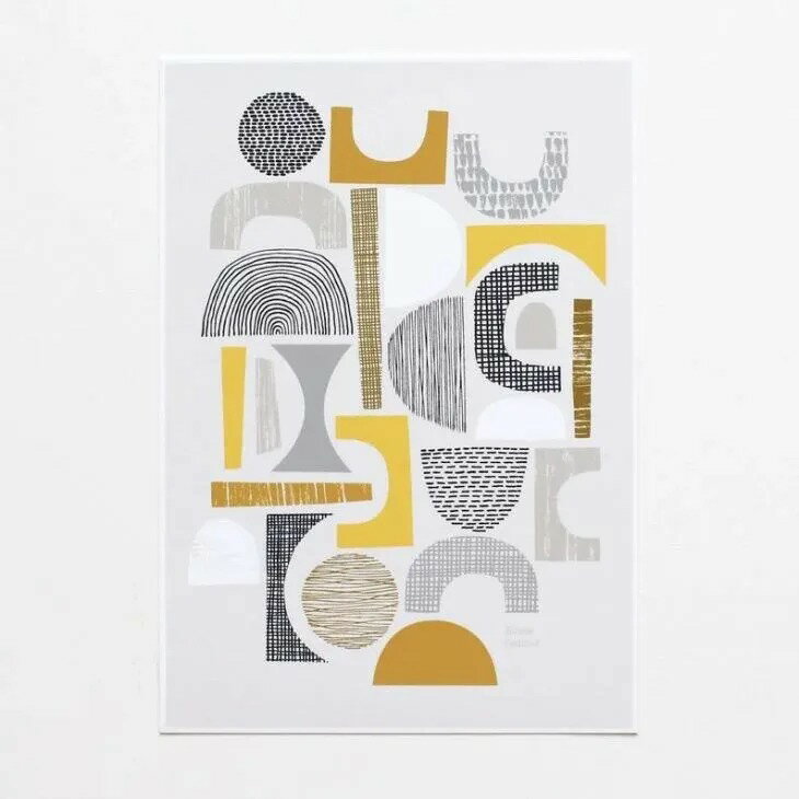 ELOISE RENOUFAll Shapes (yellow)A2 アートプリント/ポスター 北欧テキスタイル~インテリア・ファンにもオススメのUKノッティンガムの女性アーティストによる美しいアートプリント。 雲や雨のデザイン、ツリーやリ...
