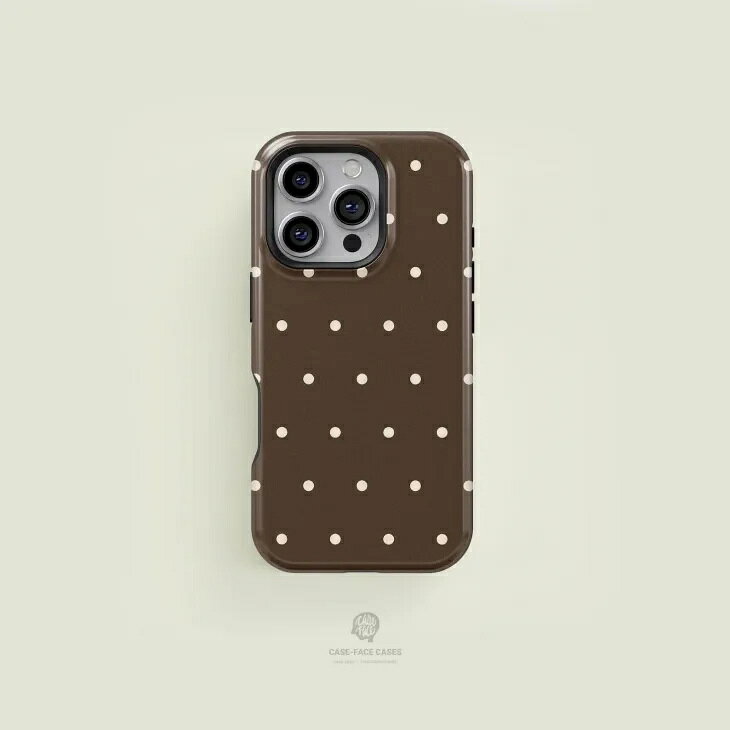 CASE-FACEMini Polka-Dot Chocolate Brown & Cream MagSafe iPhoneケース (iPhone 16/16 pro/16 pro max/15)アイフォン アイフォンケース カナダ発、TH...