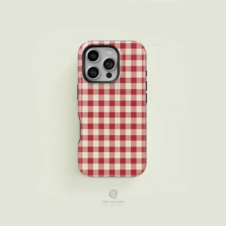 CASE-FACEMini Gingham Dark Red & Cream MagSafe iPhoneケース (iPhone 16/16 pro/16 pro max/15)アイフォン アイフォンケース カナダ発、THE CASE FA...