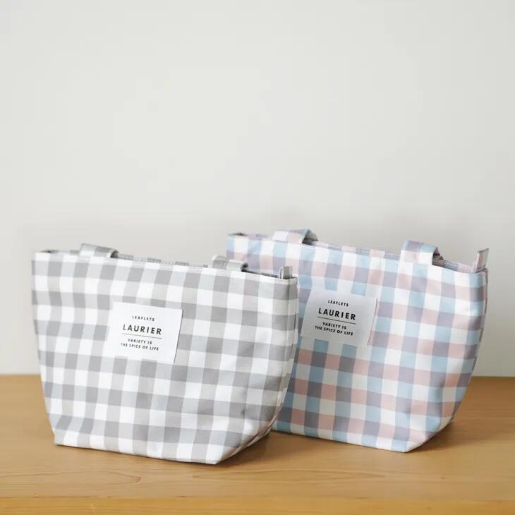 LAURIER (ローリエ)SHOPPING COOLER BAG M (check gray/check pink)エコバッグ ランチバッグ ランチトート お弁当袋 保冷 保温 1人使いにぴったりなサイズ感の保冷ランチトート。 シンプルな...