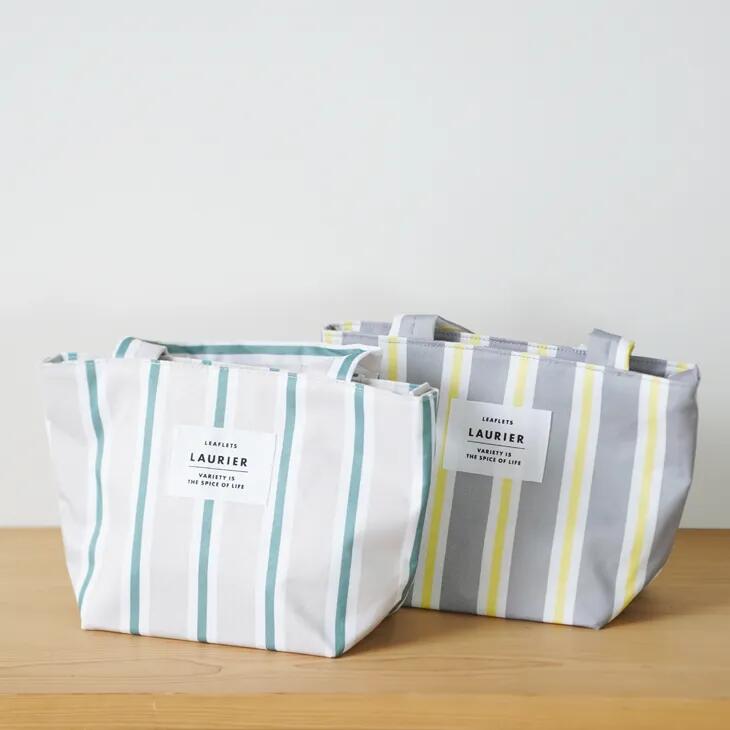 LAURIER (ローリエ)SHOPPING COOLER BAG M (stripe green/stripe gray)エコバッグ ランチバッグ ランチトート お弁当袋 保冷 保温 1人使いにぴったりなサイズ感の保冷ランチトート。 シン...