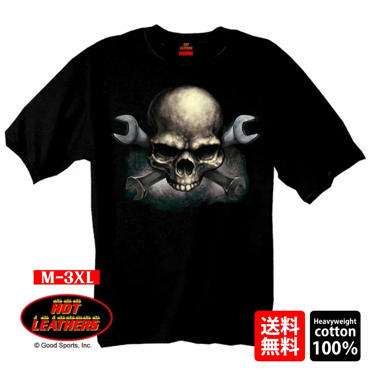【送料無料】日本未発売! セール価格! 米国直輸入! [Skull & Wrench Bones Men's T-Shirt]HOTLEATHERS メンズプリント半袖Tシャツ! 本国ハーレー乗り愛用の米国バイカー専門アパレルブランド「ホッ...