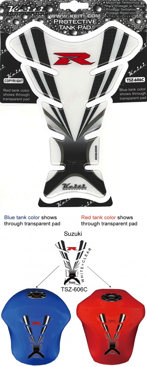 （商品詳細）Keiti/ケイティ　タンクパッド スズキ R SUZUKI・R/クリア適合 ：ユニバーサル[汎用]メーカー品番[カタログ品番] ：TSZ606C色[カラー] ：クリア材質[素材] ：UVクリアコーティングサイズ ：17.5×2...
