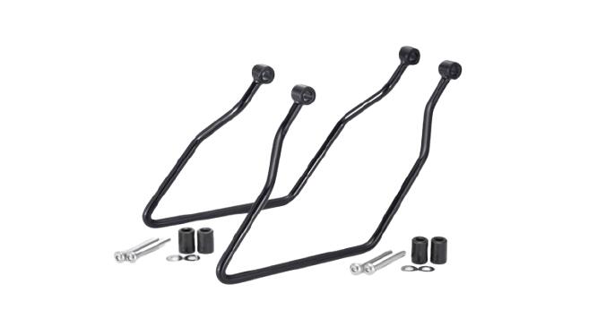 バッグサポート　17Y-　レブル250/500　L/Rセット 210-487JANコード：4934154205010商品説明サイドバッグの巻き込み防止に便利。※画像のサドルバッグスライドレールは別売です。【色】ブラック【材質】スチール【サイ...