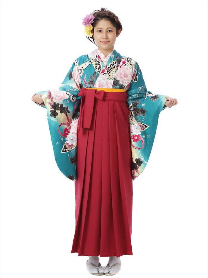 【袴サイズ】 袴紐下丈95cm　対応身長158〜163cm 【二尺袖着物　フリーサイズ】 身丈：106cm 袖丈：76cm 裄丈：68cm 【期間】レンタル期間は最大3泊4日となります。 ご利用日2日前にお届けになります。 ご利用日の翌日ま...