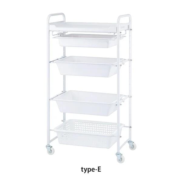 可動棚ワゴン 5段 (スライド) type-E お好きな高さに棚を取り付けられる可動棚ワゴン フレームに20個の取り付け穴が空いているため、お好きな高さに棚パーツを取り付けられます。 引出しは両側に引き出すことが可能なため、使い勝手が抜群で...