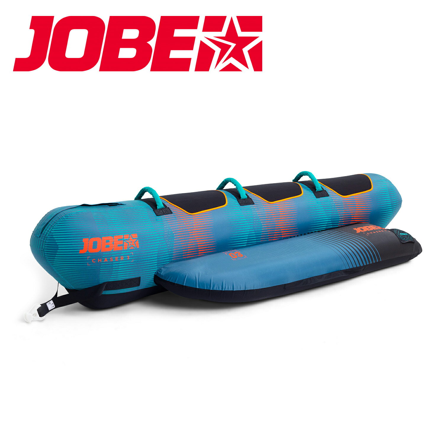 Jobe Chaser Towable 3personチェイサー トーイングチューブ 最大3名大人数での縦乗りならこのカタチで決まり！ 左右のステップウイングは機能性に優れ、丈夫な 840 ナイロンのダブルステッチカバーが28ゲージPVC ...