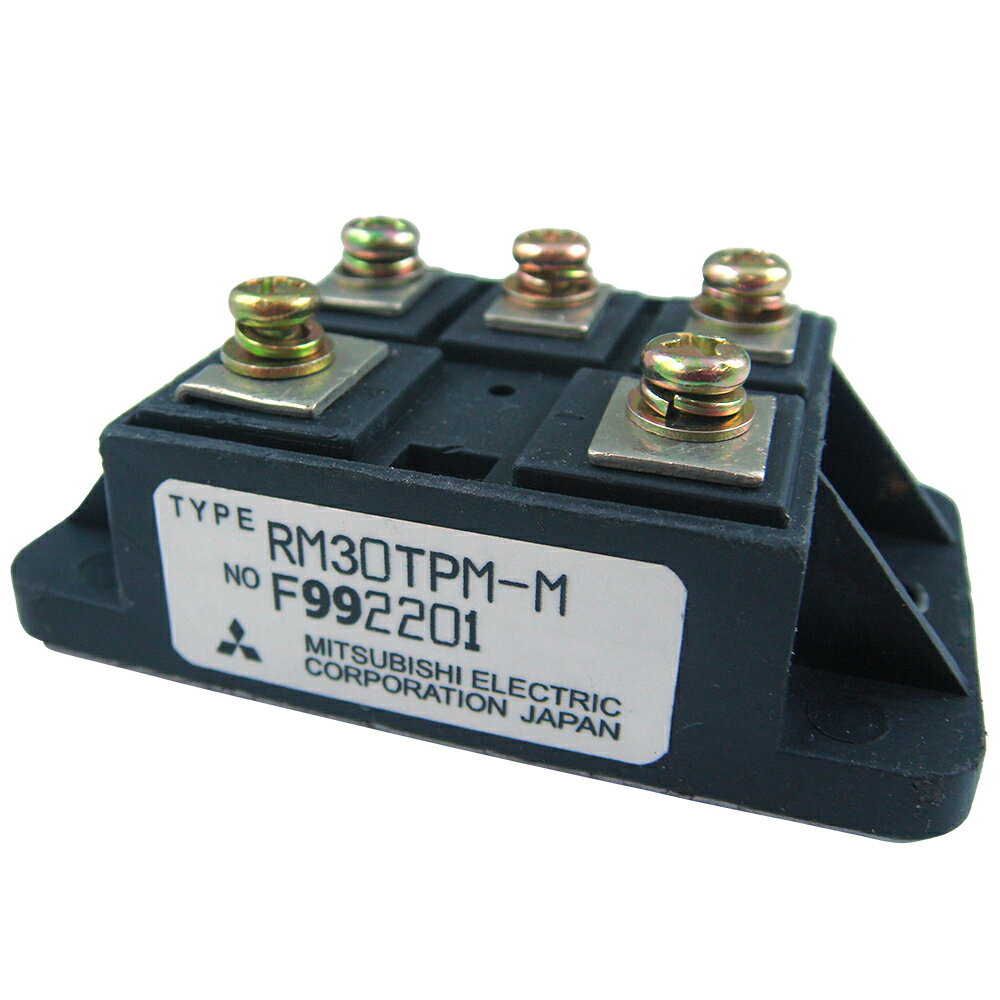 商品詳細 同梱物・セット内容 品名 数量 RM30TPM-M (パワーダイオードモジュール〉 MITSUBISHI (中古) 1個 仕様・諸元 型番：RM30TPM-M メーカー：MITSUBISHI TYPE：パワーダイオードモジュール（...