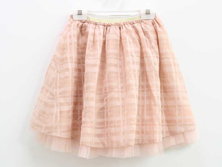 サイズ 130cm 素材 ポリエステル48％・レーヨン20％・麻17％・綿15％チュール・裏地：ポリエステル 色 ピンク 汚れ、ダメージ等 汚れ、色褪せなし 使用感ランク A 性別 女の子 その他 ウエストゴム、開閉しません ＊使用感ランク...