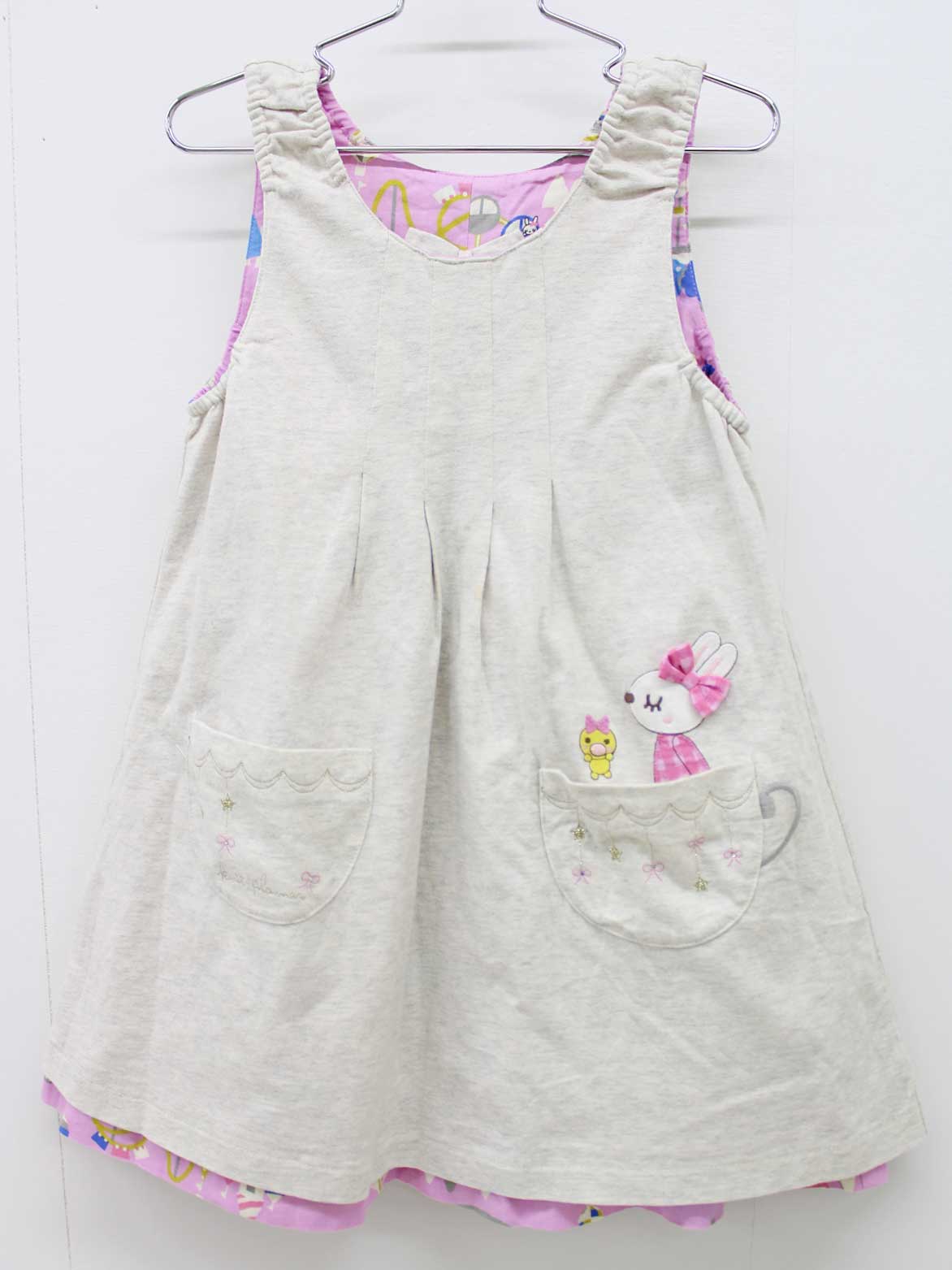 サイズ 120cm 素材 綿100％ 色 グレージュ、ピンク、青ほか 汚れ、ダメージ等 グレー面：腹部中央と背面左のお尻付近に軽い汚れ ピンク面：腹部中央下付近と右太もも付近、背面左サイド付近に軽い汚れ 使用感ランク A 性別 女児 その他...
