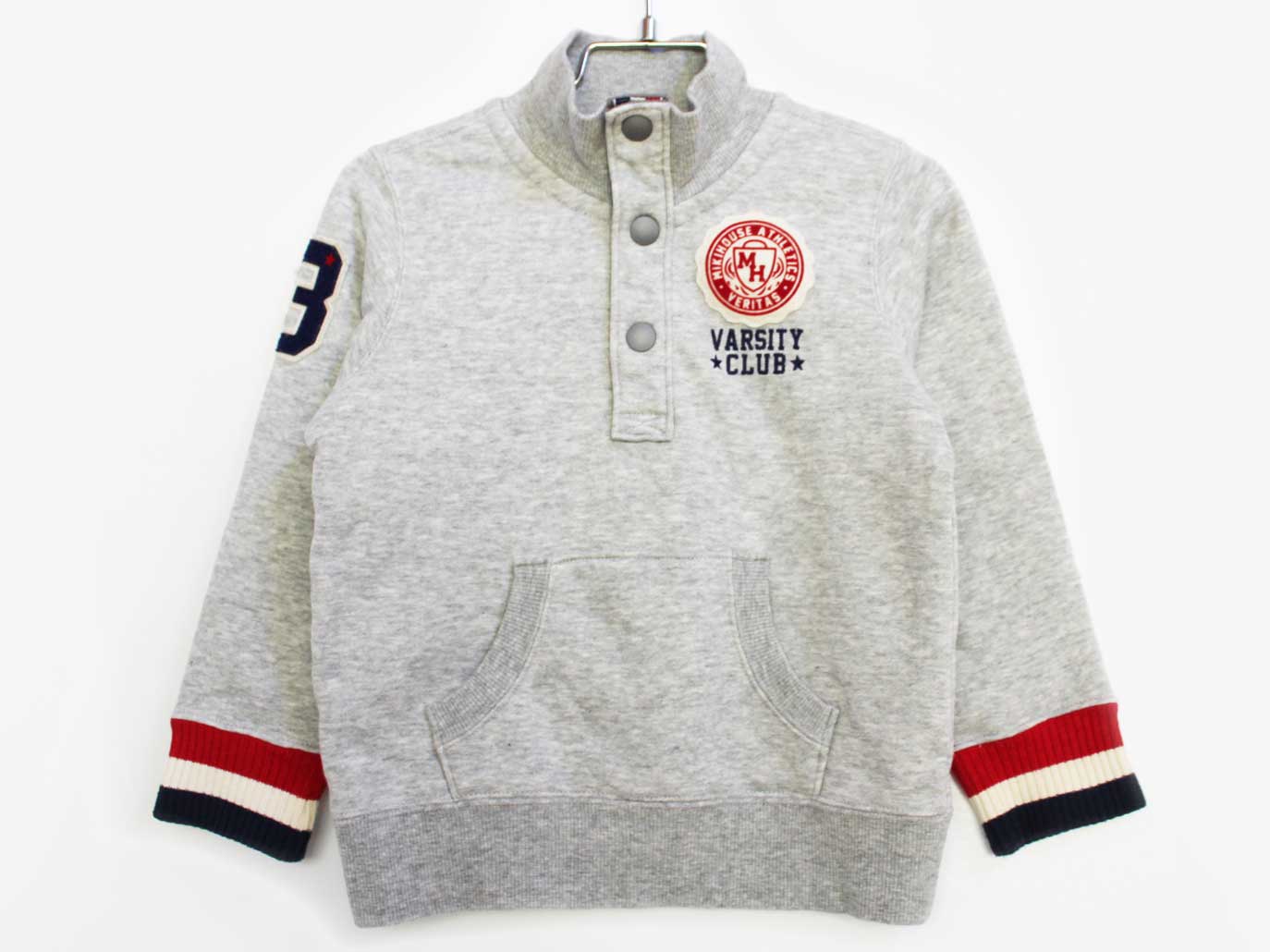 サイズ 110cm 素材 綿100％ 色 グレー 汚れ、ダメージ等 汚れ、色褪せはありません 使用感ランク A 性別 男の子 その他 腹部にポケットあり ＊使用感ランクは、Cを除き、あくまでも使用感のみ表すランクで、汚れ等は別欄で記載してお...