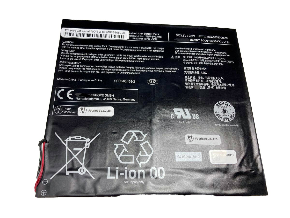 純正品｜安全・安心のノートPC用バッテリー ■ 商品仕様 商品名Dynapad wt12pe 3.8V 26Wh toshiba ノート PC パソコン 純正 バッテリー 電池 電圧3.8V 容量6500mAh (26Wh) タイプリチウム...