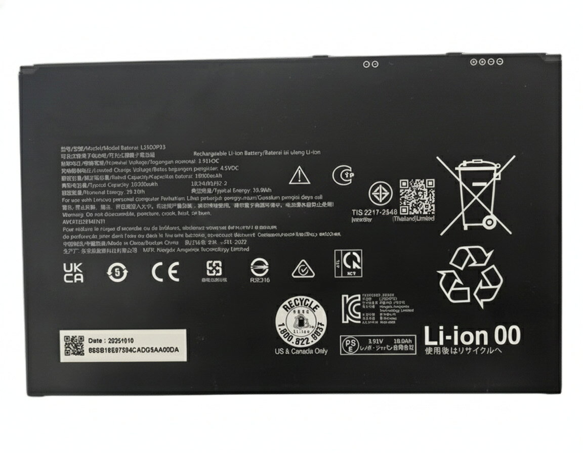 純正品｜安全・安心のノートPC用バッテリー ■ 商品仕様 商品名Sb18e97594 3.91V 39.1Wh lenovo ノート PC パソコン 純正 バッテリー 電池 電圧3.91V 容量10000mAh (39.1Wh) タイプリチ...