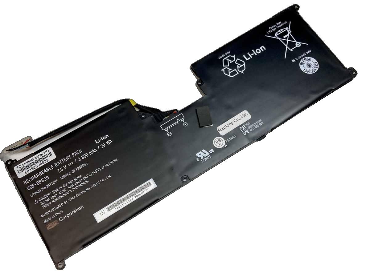 SVT11219SCW 7.5V 29Wh SONY パソコン バッテリー 電圧 7.5V容量 3805mAh (29Wh)タイプ リチウムポリマー対応機種 Sony SVT-1121G4E/B, SVT11213CGW, SVT11219...