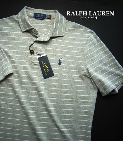 ◆RALPH LAUREN ・ MENS　デザイン胸ロゴボーダーポロカットソー　CLASSIC　FIT　です。 【カラー】ライトグレー 【サイズ／実寸】 S　：肩幅46cm　袖丈24cm　着丈71cm　胸囲109cm M　：肩幅49cm　袖...