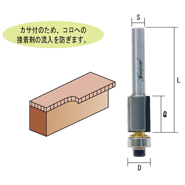 電動トリマやルーターの先端に付けて高速回転させ、木材を切削することができるの先端ビットです。 トリマービットは様々な形状があるので、溝加工・面取り・飾り面取りなどを行うことができます。【仕様】 ・トリマ用カサ付目地払(コロ付) TR-21 ...