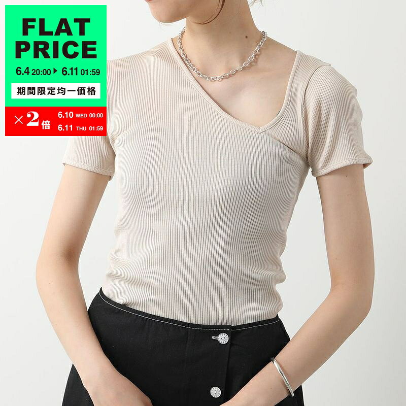 商品説明 ・柔らかく肌触り滑らかなリサイクルシルク製の半袖Tシャツ ・アシンメトリーなVネックラインが特徴 ・ぴったりとしたフィット感のあるシルエット ・ボディラインに沿った伸縮性のあるリブ編みシームレス生地 アイテム レディースアイテム≫...