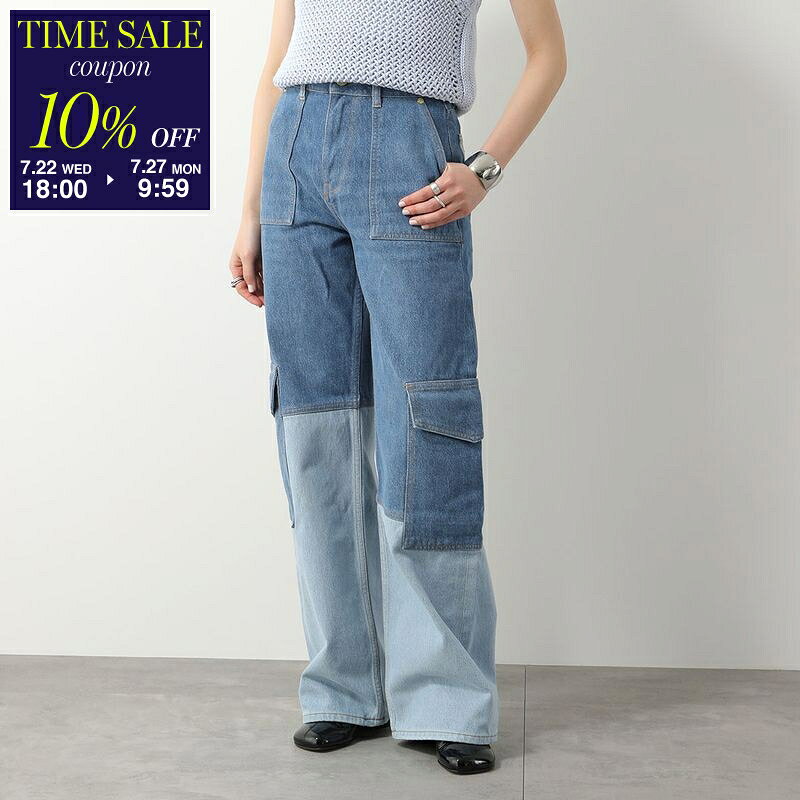 商品説明 ・切り替えデザインが印象的なオーガニックコットン製デニムパンツ ・フロントジップフライ ・カーゴポケット装飾 ・バックポケットにロゴ刺繍パッチ ・ワイドストレートレッグ ・ベルトループあり アイテム レディースアイテム≫ボトムス≫...