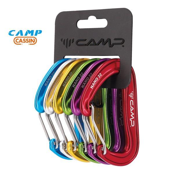 重量がわずか22gと最も軽量で完全に機能するカラビナのNano22、 一般的なカムカラーに合わせたナノ22の6色セット。 ゲート幅 17mm 重量 約22g（1個） キャラバン カンプ カラビナ 5247900 カンプカラビナ ナノ22 -...