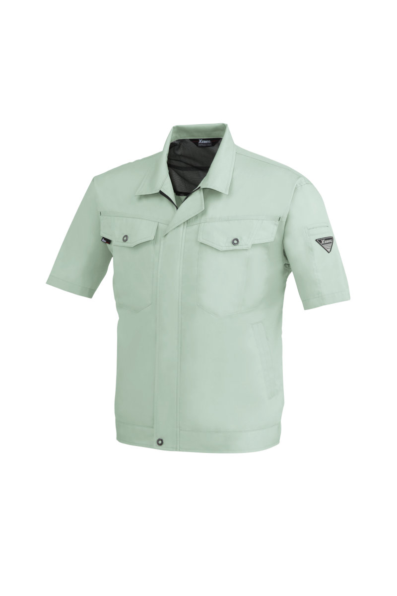 ワークウェア 素材：T/Cサマーツイル ポリエステル65％ 綿35％ 機能：帯電防止素材 抗菌防臭加工 胸ポケット（巾14.5cm×深さ16.5cm） 付属：樹脂ファスナー 金属ボタン(ドットボタン) ※3Lは、\300（＋消費税）プラス、...