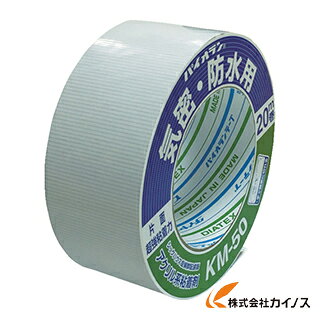 特長ノントルエンタイプでシックハウス症候群対応型防水テープです。用途断熱材のジョイントに。枠周りの防水用に。仕様色：ホワイト幅(mm)：50長さ(m)：20厚さ(mm)：0.22引張強度(N/mm)：60粘着力(N/mm)：SUS板粘着力(...