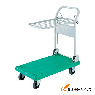 特長ハンドルから2段目の棚板（スチール製）を引き出し簡易2段として使用できます。堅牢なリブ構造で耐久性に優れた樹脂台車です。再生ポリプロピレン樹脂を使用し環境に配慮した台車です。台車での小口荷物の集荷、配達用として便利です。タイヤ痕の付きに...