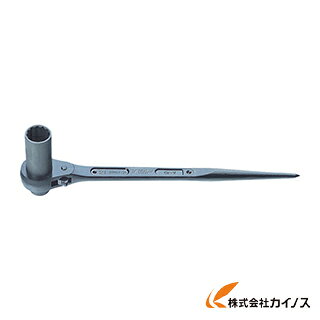 特長正逆は切り替え爪式です。片口（対辺サイズの大きい方）が超ロングソケットです。本体はサビにくいカチオン塗装です。便利なシノ付です。安全ロープ取り付け穴を設けています。爪の切り替え部の開口が大きく泥水、砂などが入ってもすぐ排除されるため過酷...