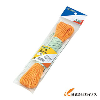 特長軽くて柔らかく、扱いやすいです。用途荷物等の識別。テント、タープの張り綱。店舗内の指示板吊り下げ用。仕様色:黄線径(mm):5長さ(m):10包装形態:袋入質量(g):1203つ打材質／仕上ポリプロピレン（PP）セット内容／付属品-注意...