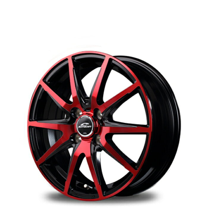 【商品名】 SCHNEIDER DR-02 【カラー】 ブラックポリッシュ+レッドクリア 【インチ】 12インチ 【ホイールサイズ】 ・4H-100 3.5B+42 JWL-T・VIA規格対応 適合車種 【トヨタ】 ピクシス 【ダイハツ】 ...