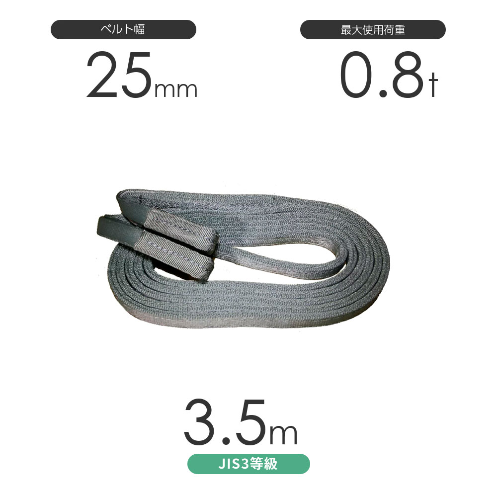 日本製のポリエステルスリング 豊彰繊維工業のAYスリング 両端アイ形（E型）幅25mm×3.5mです。 国内有名ブランド原糸を使用し、特許製法で仕上げた非常に柔らかく作業性が良いベルトスリングです。 安全倍率が高く、長持ちする人気のスリング...