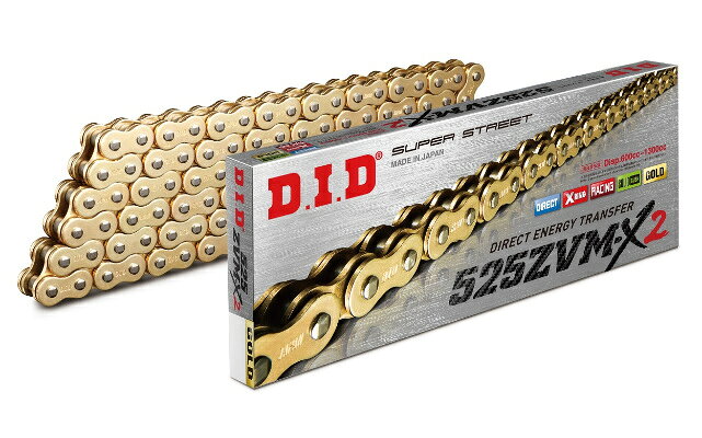 DID ZVM-Xチェーン 525ZVMX-G&G(110)ゴールド MotoGPの遺伝子を持つシールチェーンの頂点 新構想DIRECTコンセプトで究極進化。 「ZVM-Xシリーズ」 メーカー品番 525ZVM-X2-110ZB G&G カ...