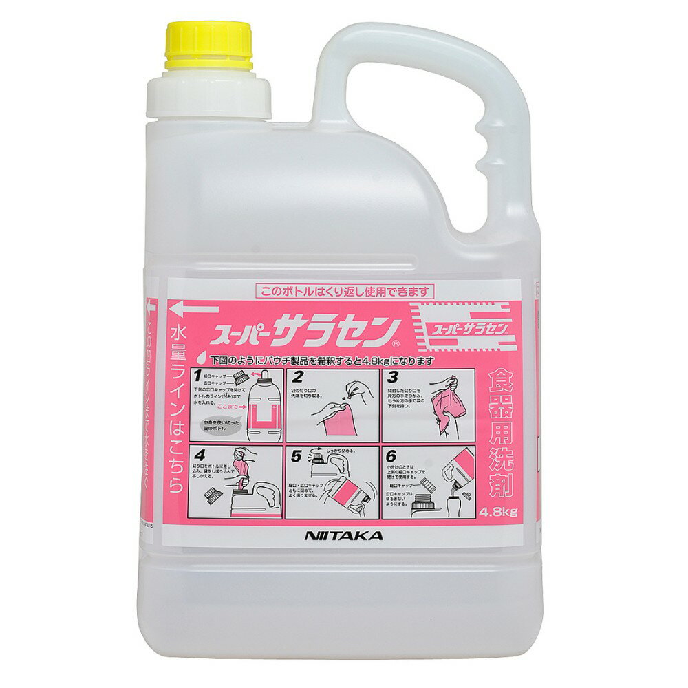 ご注意 ●この商品は、取り寄せ後の発送となります。通常5営業日以内に発送いたします。 ●この商品は、代引き不可・返品不可となりますので、ご了承ください。 特長 業務用液体食器洗剤、空ボトル ●食器用洗剤スーパーサラセン専用の希釈ボトルです。...