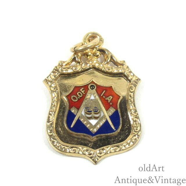 こちらは、アメリカ製ヴィクトリアンアンティーク1890-1910年代頃当時物のOrder of Independent Americans/O. of I.A.のフォブペンダントヘッドになります。 繊細な彫刻とエナメルが美しい逸品。 元々懐...
