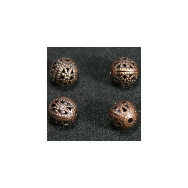 メタルビーズ　金古銅・絞玉6mm　15個入パック　