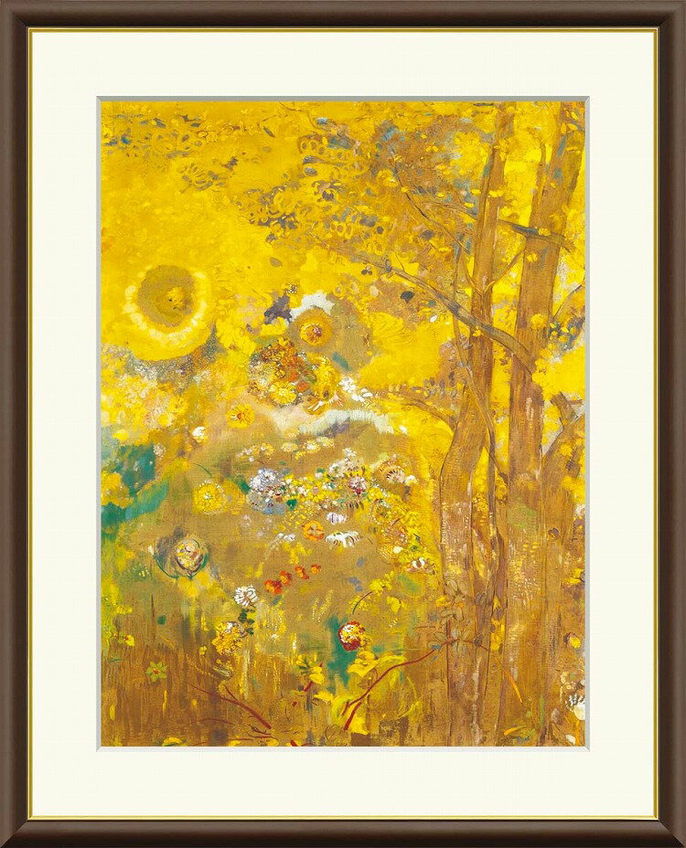 メーカーより直送のため、代引決済はご利用できません。 7営業日前後にて発送いたします。高精細巧芸美術画 黄色い背景の木々 ルドン 現代美術館の絵画の複製にも採用され、最も本物に近いと高評価を得る高精細デジタル版画技法を用いています。 この最...