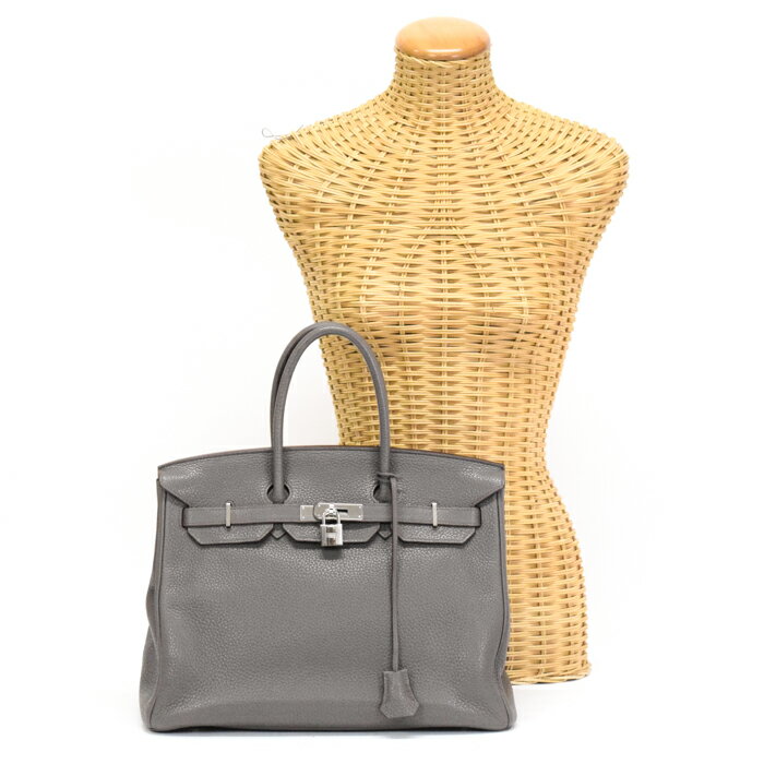 HERMES / エルメスバーキン 35 トゴ (レザー) SV金具 □O刻印 (2013年) ハンドバッグ 手提げかばん ビジネスバッグ トラベルバッグ メンズ レディース エタン (グレージュ) 使用感はございますが、ダメージの少ない状...