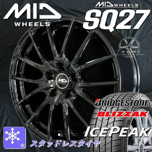 ■新品ホイール4本＆新品タイヤ4本の1台分セットです。 ■アルミホイール メーカー：MID：マルカサービス 商品名：SQ27 カラー：メタリックブラック サイズ：18inch 8.0J +42（5穴 PCD:114.3） ★塩害低減対策品 ...